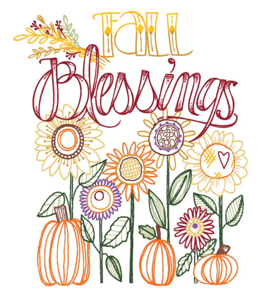 Fall Blessings Printed Hand Embroidery Patterns - Pohlar Fabrics