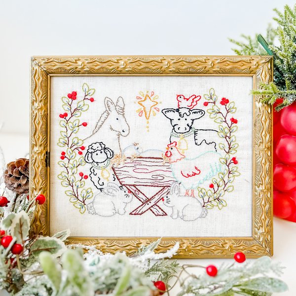 Manger Scene Printed Hand Embroidery Patterns - Pohlar Fabrics