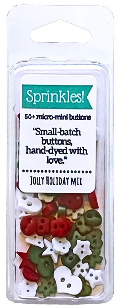 Sprinkles Micro-Mini Buttons Jolly Holiday Mix - Pohlar Fabrics